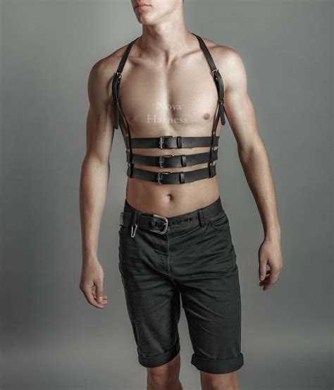 Brust Ledergeschirr Männer Gay Bdsm Rave Outfit Mann Kinky Etsy De