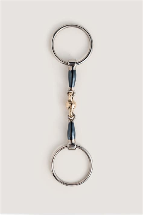 Bocca Bits Romeo Blue Sweet Iron Loose Ring Snaffle With Brass Lozenge