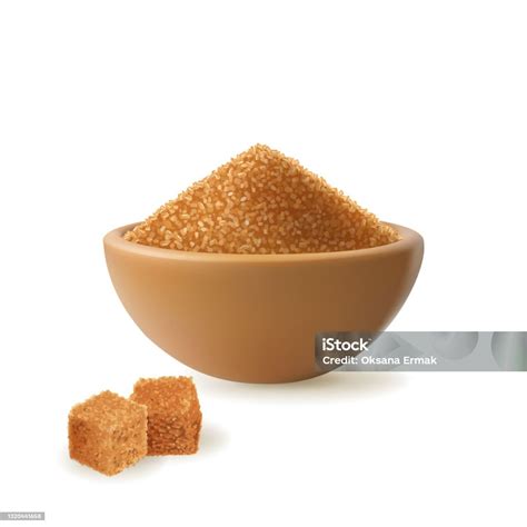 검은 색 배경에 고립 된 나무 그릇에 에코 바이오 갈색 설탕 3차원 형태에 대한 스톡 벡터 아트 및 기타 이미지 3차원 형태 가득 찬 가루로 빻은 Istock