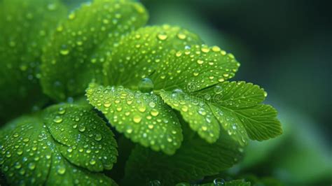 Small Raindrops Fall On The Green Leaves Of Ferns Stock Illustration Illustration Of Clear
