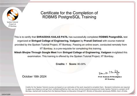 Postgresql Certificateofcompletion Databasemanagement Iitbombay