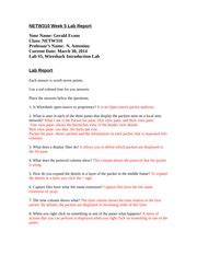 Netw Week Ilab Report NETW Week Lab Report Your Name