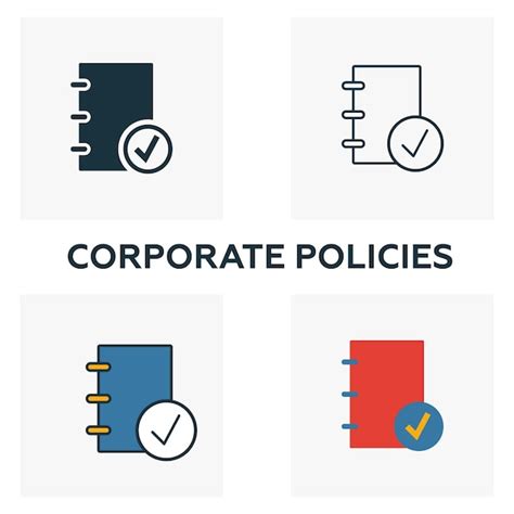 Premium Vector Corporate Policies Icon Set Four Elements In Diferent