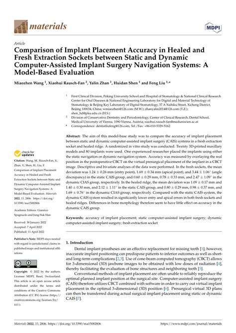Pdf Comparison Of Implant Placement Accuracy In Healed And Fresh
