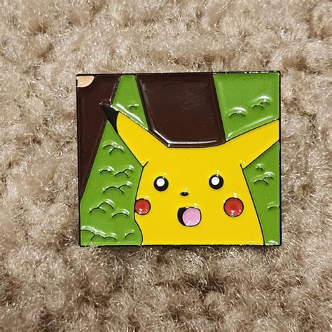 Pokemon Pikachu Shocked Face Meme Enamel Pin Depop