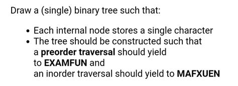 Solved Draw A Single Binary Tree Such That • Each
