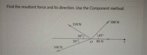 solved find the resultant force and its direction use the component