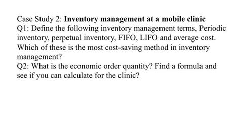 Solved Case Study Inventory Management At A Mobile Cl