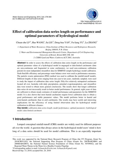 Pdf Effect Of Calibration Data Series Length On Performance And