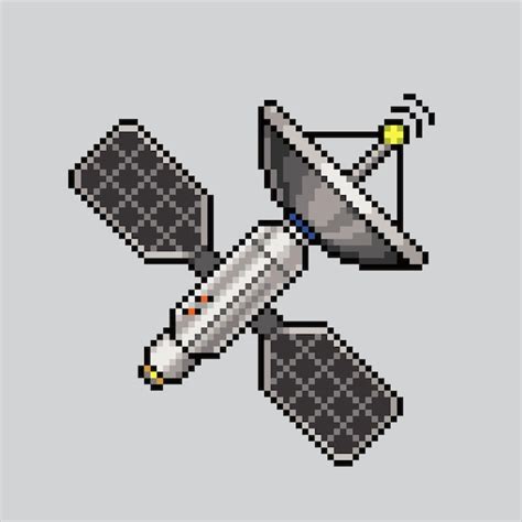 Premium Vector Pixel Art Illustration Space Satellite Pixelated