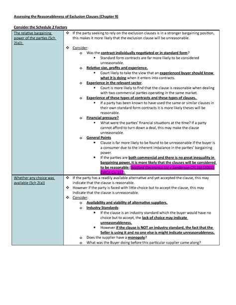 Assessing The Reasonableness Of Exclusion Clauses Consider O Was The Contract Individually