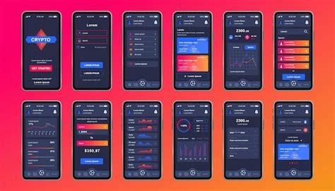 Premium Vector Cryptocurrency Unique Design Kit For Mobile App Bitcoin Mining Screen With