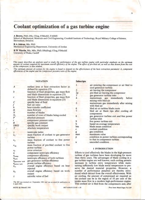 pdf coolant optimization of a gas turbine engine published in