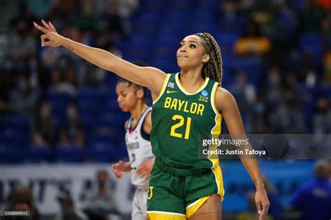 Dijonai Carrington Of The Baylor Lady Bears Reacts To A Made Shot