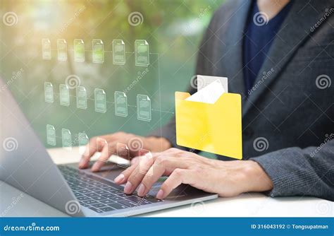 Dms Document Management System Concept Businessman Using Computer To Manage Document Files In