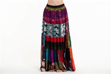 Patchwork Long Skirt In Multi Prints Harem Pants