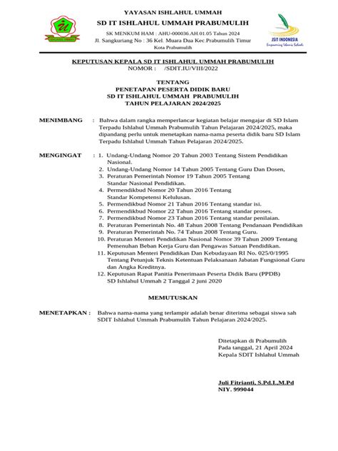Sk Penerimaan Siswa Baru 2024 Pdf
