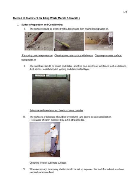 Method Of Statement For Tiling Work Pdf Concrete Tile
