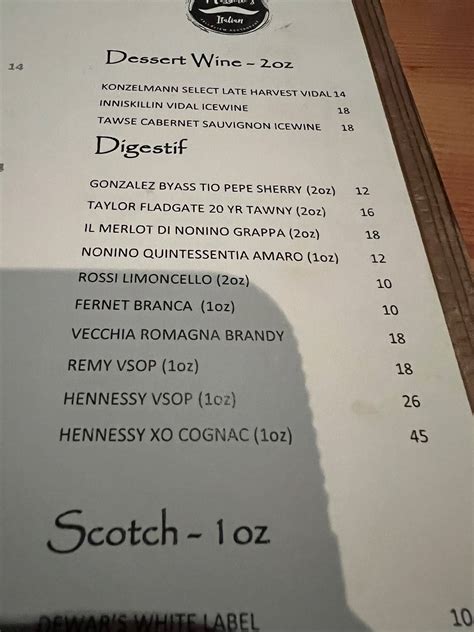 Menu At Massimos Italian Fallsview Restaurant Niagara Falls