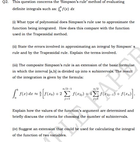 Solved This question concerns the 'Simpson's rule' method of | Chegg.com