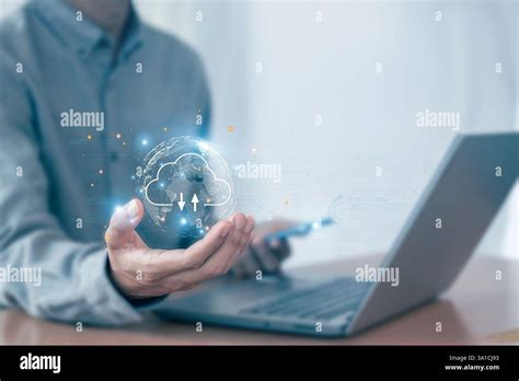 Cloud Computing Shown In Hand Cloud Technology Data Storage Data Transfer Network And Internet