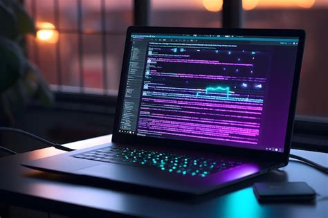 Um Laptop De Codificação Mostra O Código Na Tela Uma Visualização Detalhada De Dados De