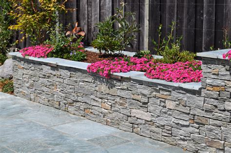 Stacked Stone Seating With Planter