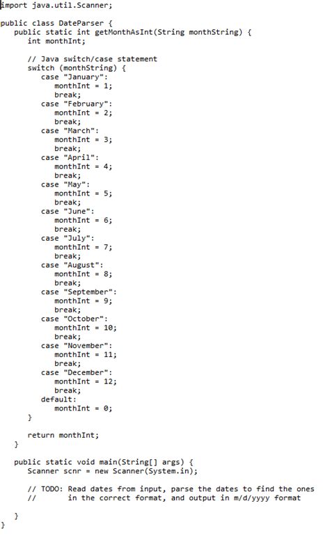 Solved Complete Main To Read Dates From Input One Date Per Chegg