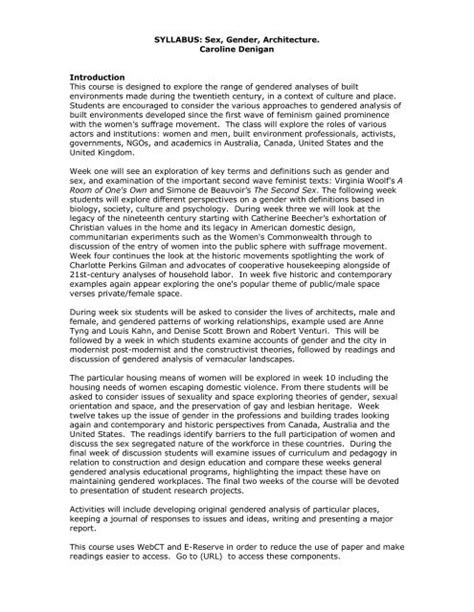 Sex Gender Architecture Caroline Denigan Introduction Habiter
