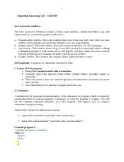 SAS Notes 1 Docx 1 Importing Data Using SAS Fall 2019 SAS System For Windows The SAS System