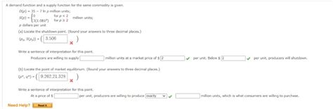 solved a demand function and a supply function for the same