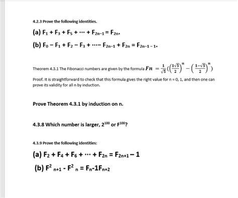 Solved 423 Prove The Following Identities A F1f3 F5