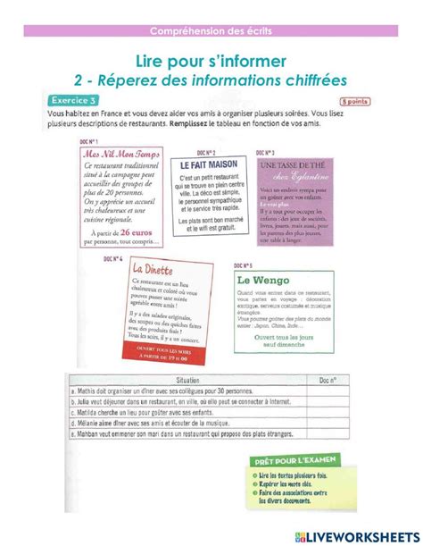 Ce 2 Réperez Des Information Chifrées Worksheet Live Worksheets