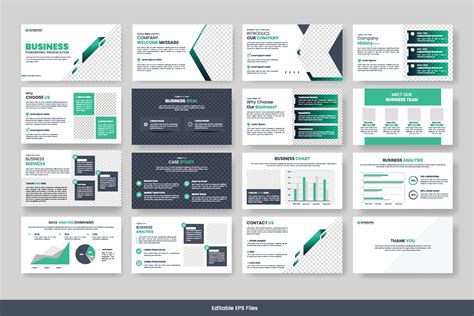 Vector Business Powerpoint Presentation Slides Template Green Color Design Minimalist Business