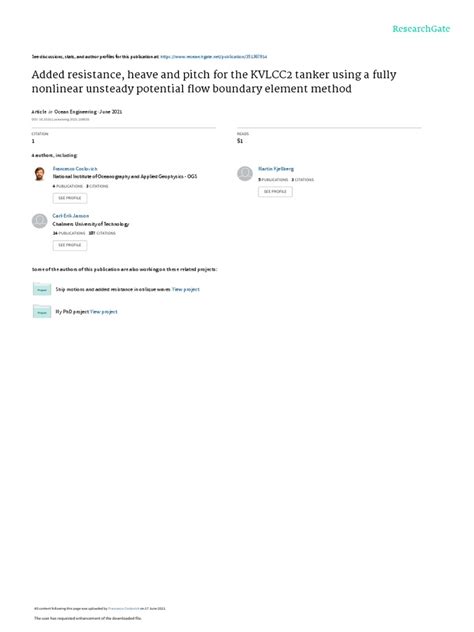 Added Resistance Heave And Pitch For The Kvlcc2 Tanker Using A Fully Nonlinear Unsteady