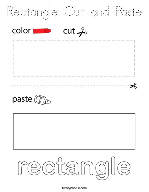 Rectangle Cut And Paste Coloring Page Tracing Twisty Noodle
