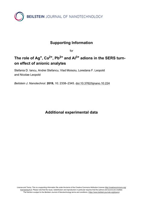 Pdf The Role Of Ag Ca 2 Pb 2 And Al 3 Adions In The Sers Turn On Effect Of Anionic