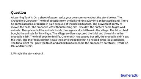 Solved A Learning Task 4 On A Sheet Of Paper Write Your Own Summary