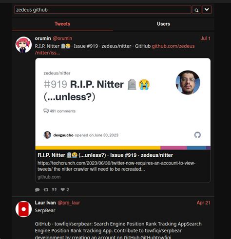 Search Doesnt Work Again · Issue 980 · Zedeusnitter · Github