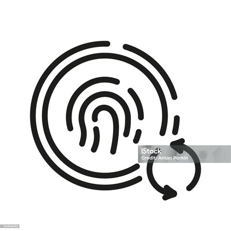 지문 인식 라인 아이콘으로 비밀번호 재설정 업데이트 터치 Id 컬러 선형 픽토그램 보안을 새로 고치고 지문 윤곽선 기호를 변경합니다 편집 가능한 획 격리된 벡터 그림입니다