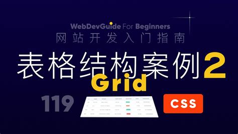 网站开发入门指南119 用grid布局实现表格案例 第2部分 Grid布局｜ Html Css 零基础入门教程 Youtube