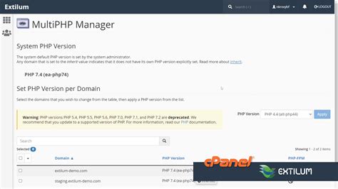 Multiphp Manager Cpanel • Extilum Knowledgebase