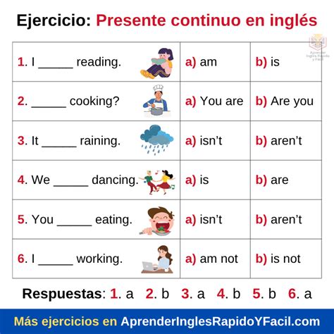 Ejercicio Presente Continuo En Inglés