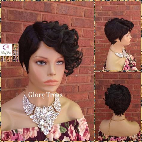 Short Razor Cut Full Wig Pixie Cut Hairstyle With Long Side Bangs