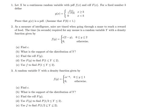 solved let x ﻿be a continuous random variable with pdf f x