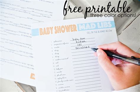 Free Printable Baby Shower Mad Libs Project Nursery