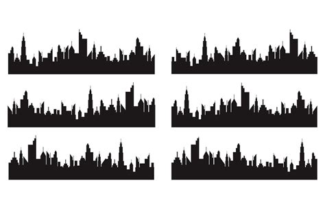 Vector Illustration Of Black Cityscape Silhouette 12084656 Vector Art