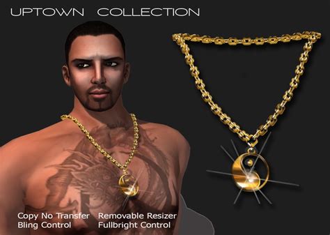 Second Life Marketplace Exquisite Uptown Mans Ying Yang Gold Necklace