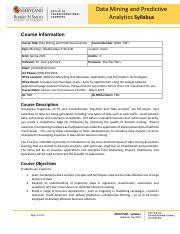 2021 Spring DM Syllabus v2.pdf - Data Mining and Predictive Analytics Syllabus Course ...
