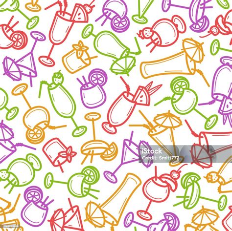 Cocktail Pattern Background Collection Icon Cocktail Vector Stock